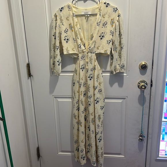ba&sh | Dresses | Bash Aris Floral Print Vneck Cutout Midi Dress | Poshmark